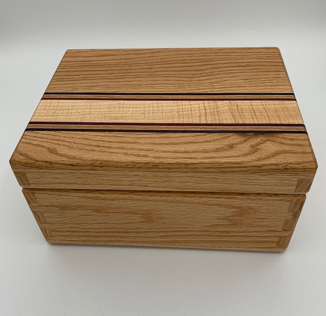 Oak Jewelry Box With an Inlay of Figured Maple, Purpleheart, Wenge ...