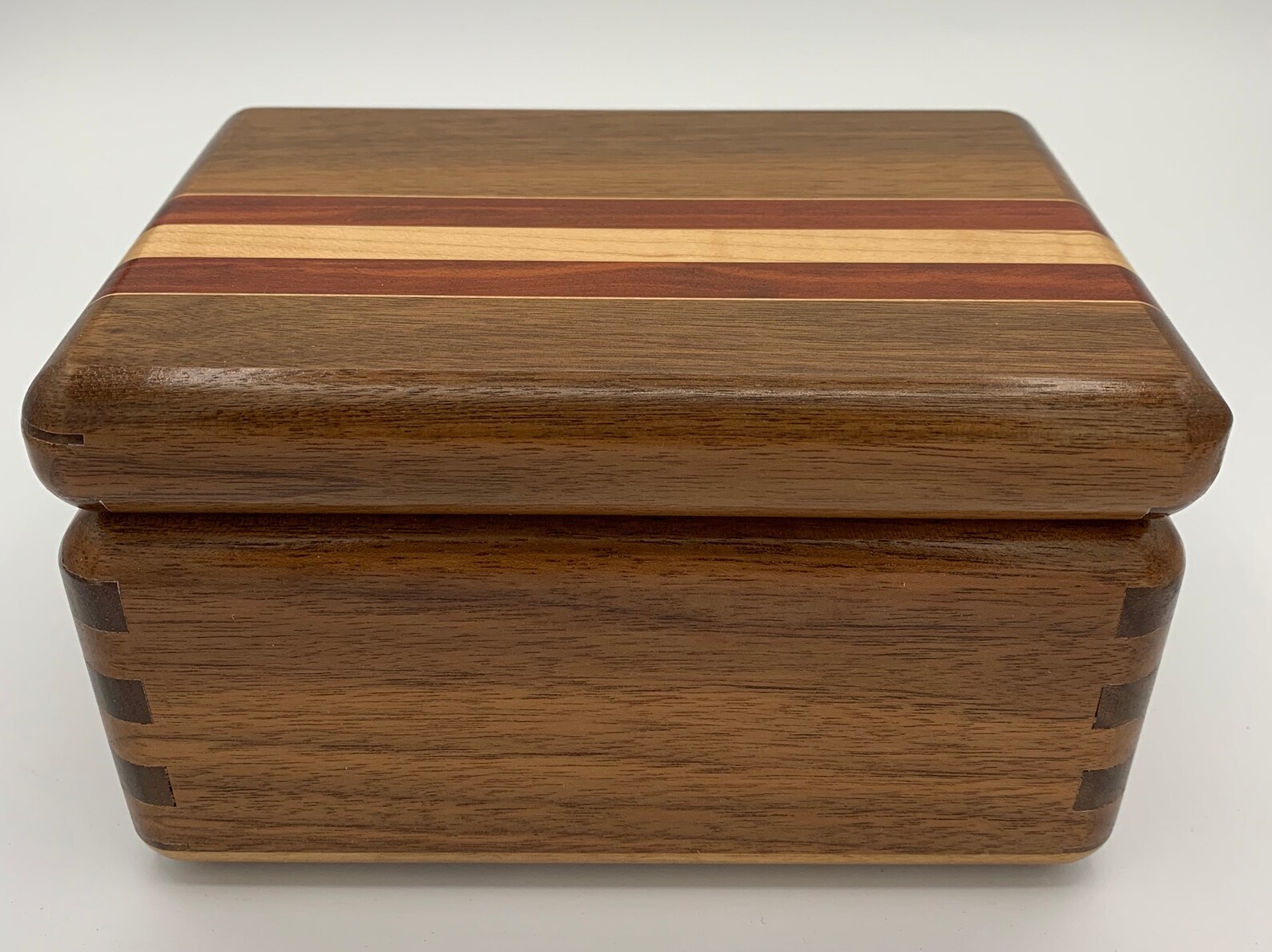 Walnut Jewelry Box With Maple and Bloodwood Inlay - Etsy