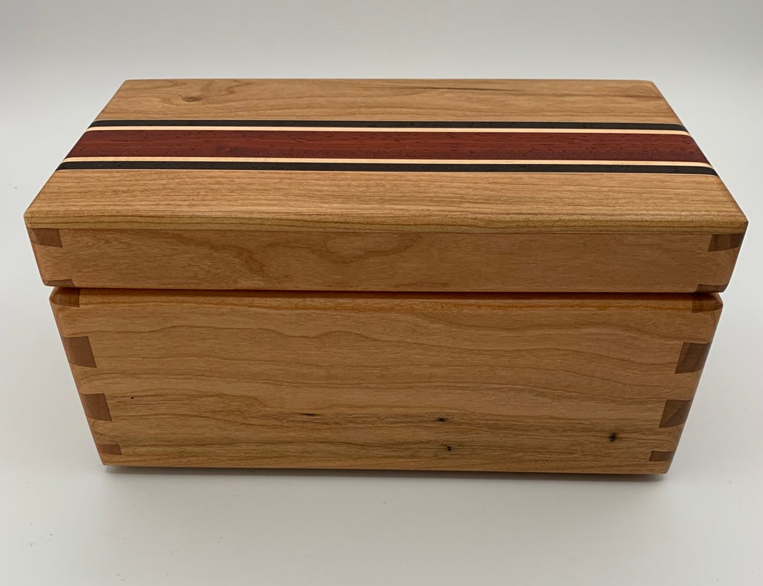 Cherry Jewelry Box With Inlay of Bloodwood, Maple and Wenge. - Etsy
