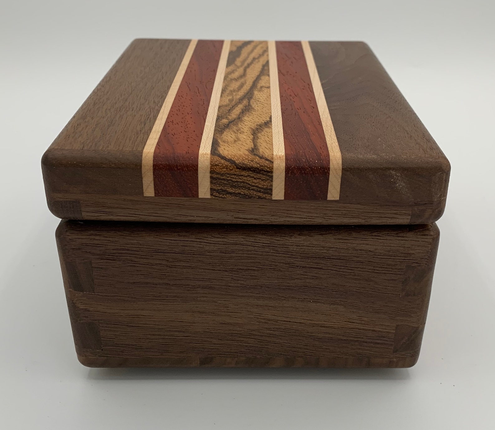 Black Walnut Jewelry Box With an Inlay of Zebra Wood, Padauk , and ...