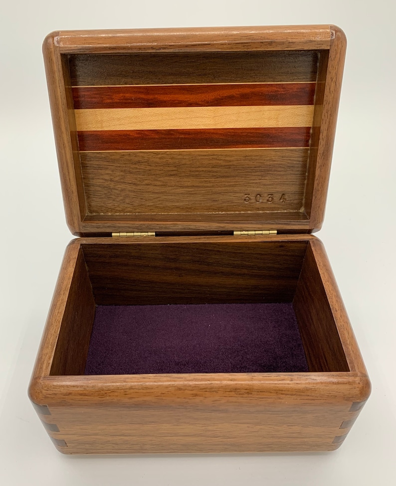 Walnut Jewelry Box With Maple and Bloodwood Inlay - Etsy
