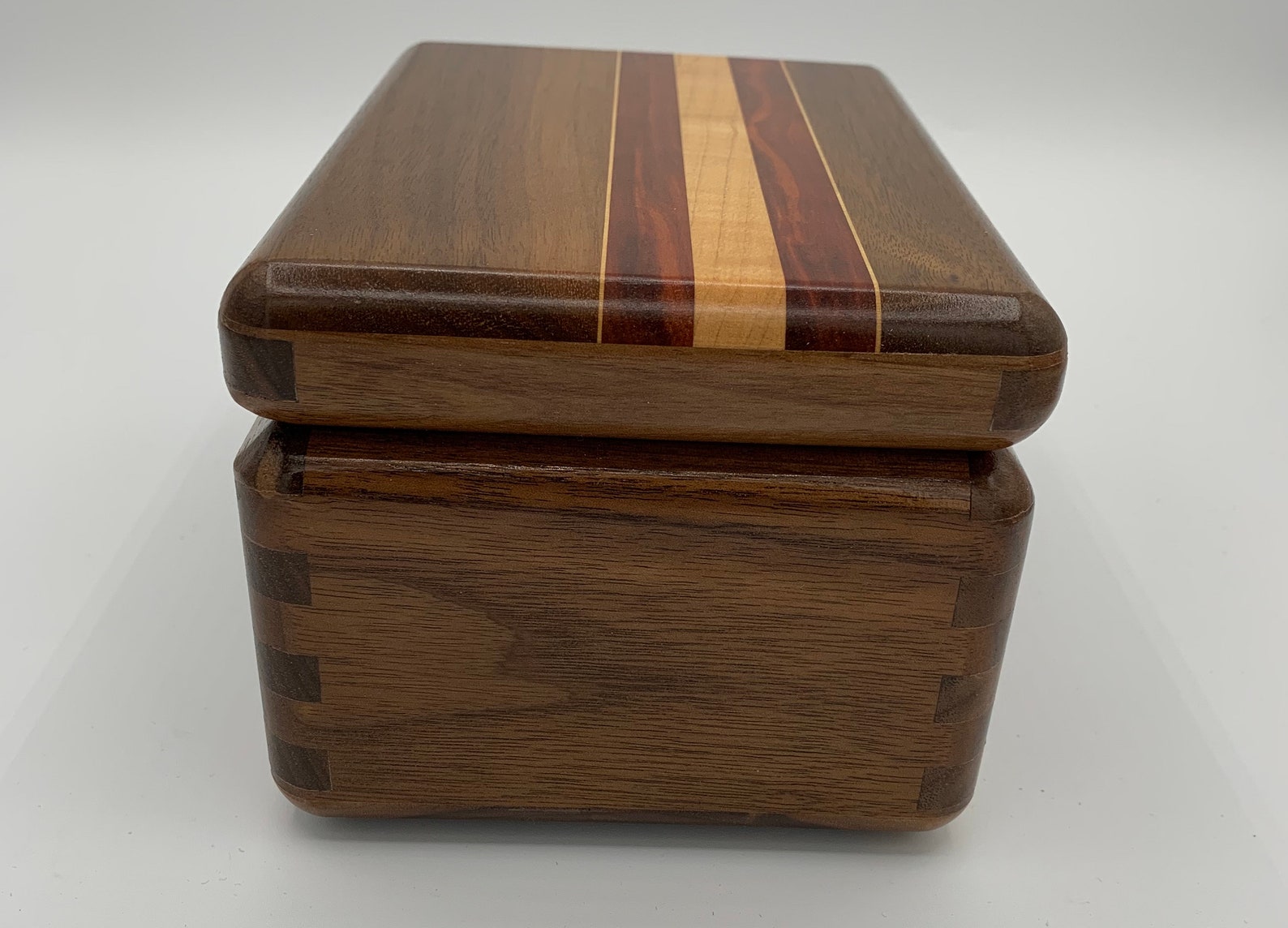 Walnut Jewelry Box With Maple and Bloodwood Inlay - Etsy