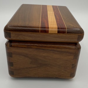 Walnut Jewelry Box With Maple and Bloodwood Inlay - Etsy