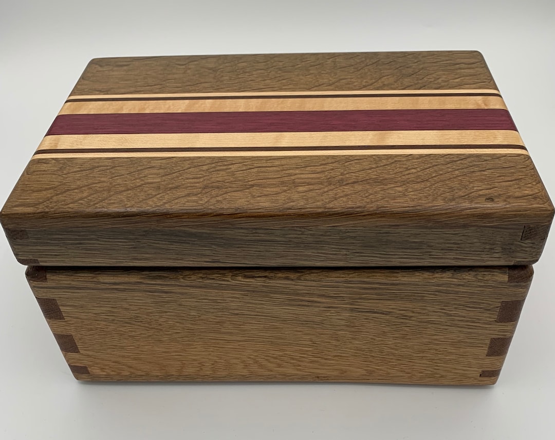 Quarter Sawn Oak Jewelry Box With an Inlay of Purpleheart, Wenge and ...