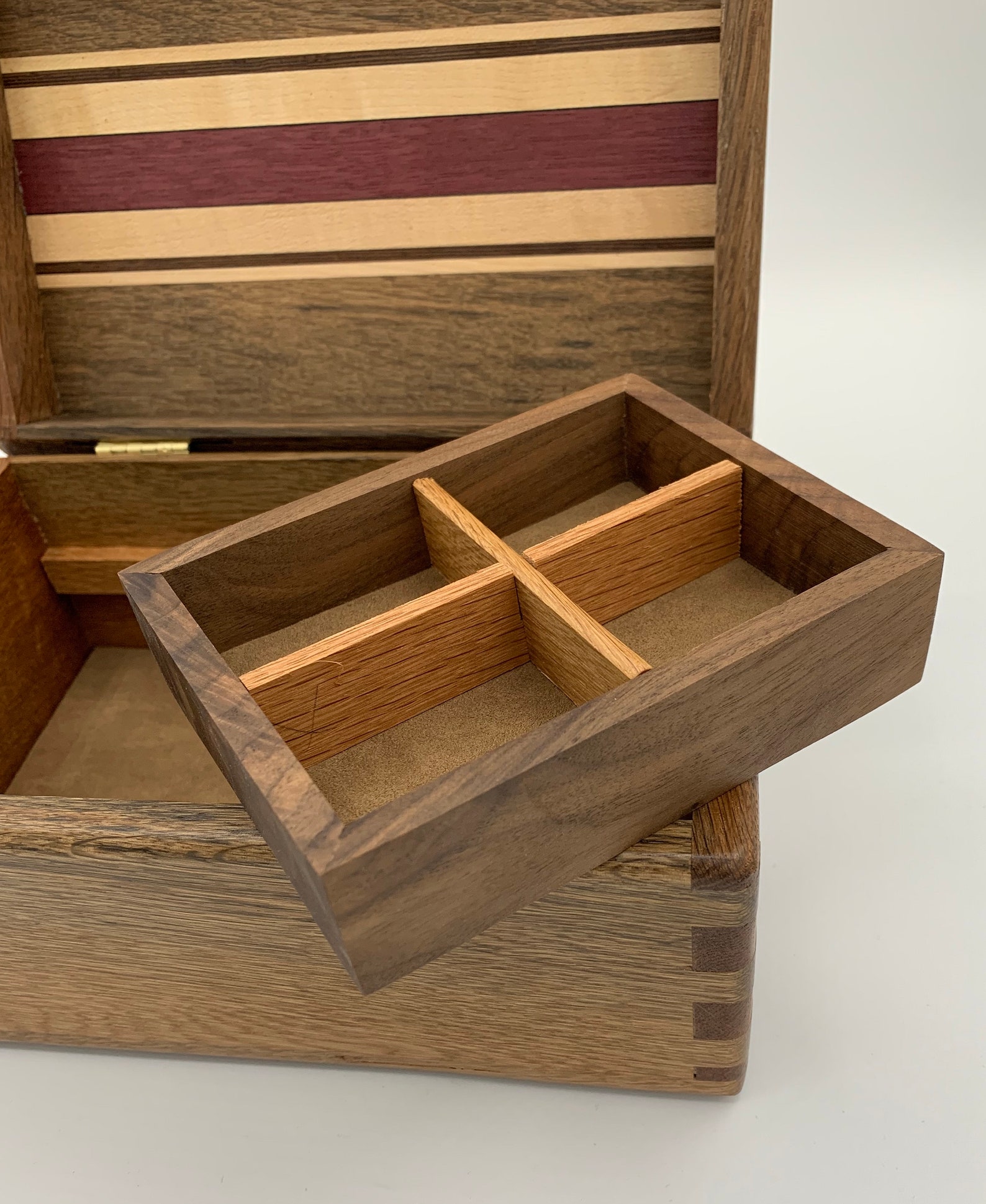 Quarter Sawn Oak Jewelry Box With an Inlay of Purpleheart, Wenge and ...