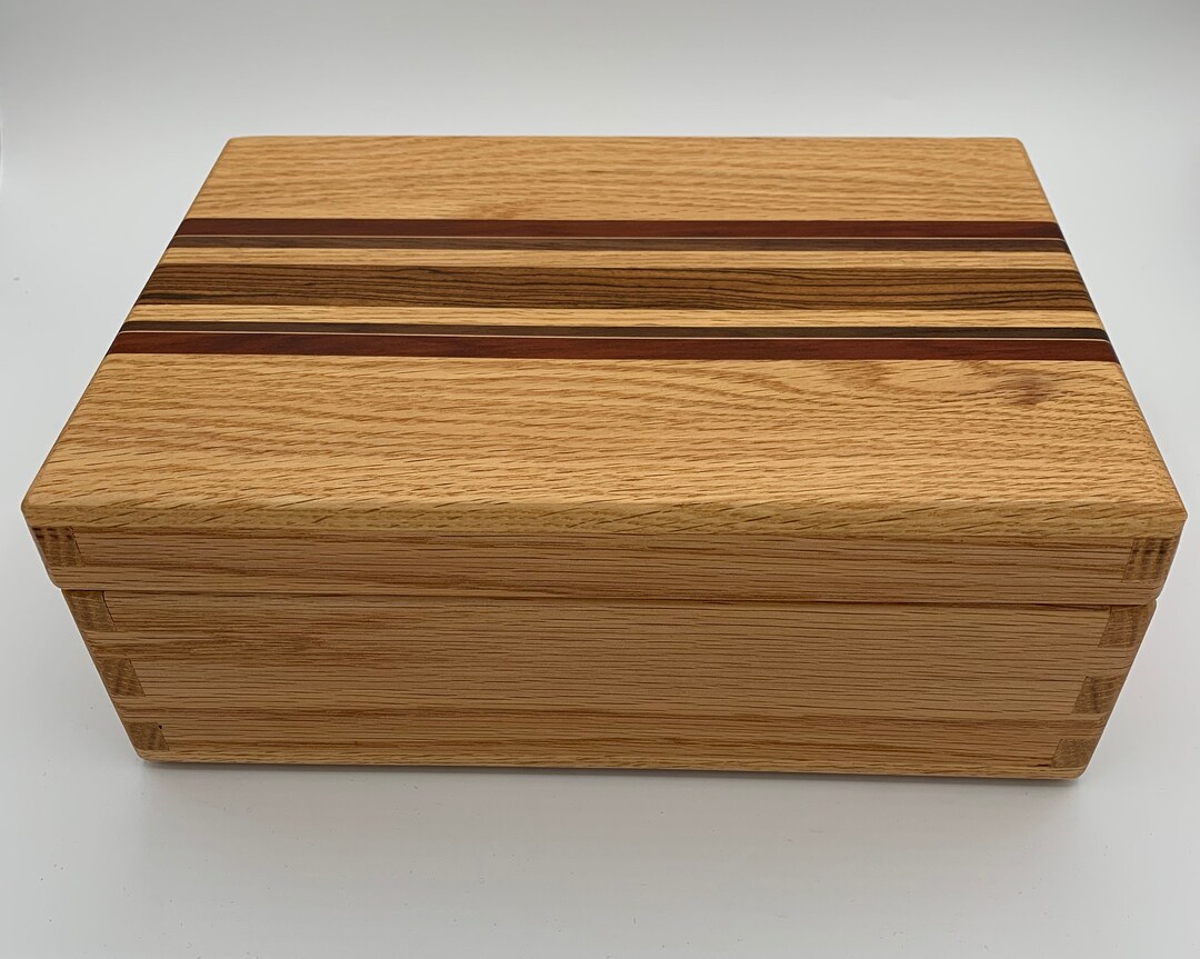 Oak Jewelry Box With an Inlay of Bocote, Walnut Maple and Bloodwood - Etsy