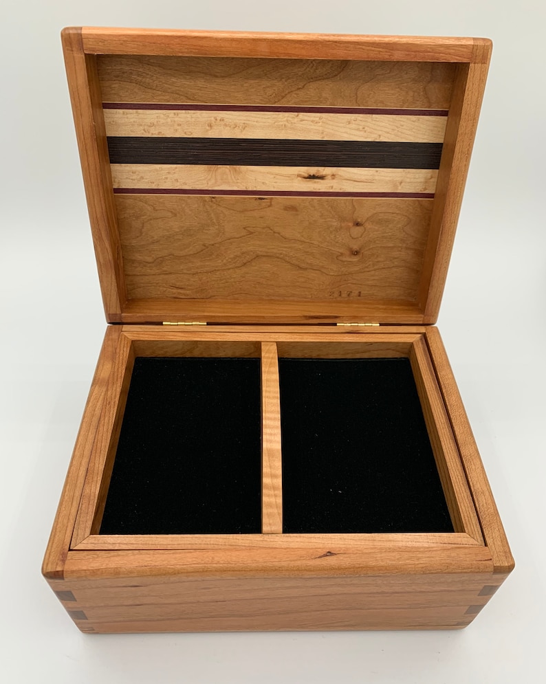 Cherry Jewelry Box With an Inlay of Wenge, Birdseye Maple, Purpleheart ...