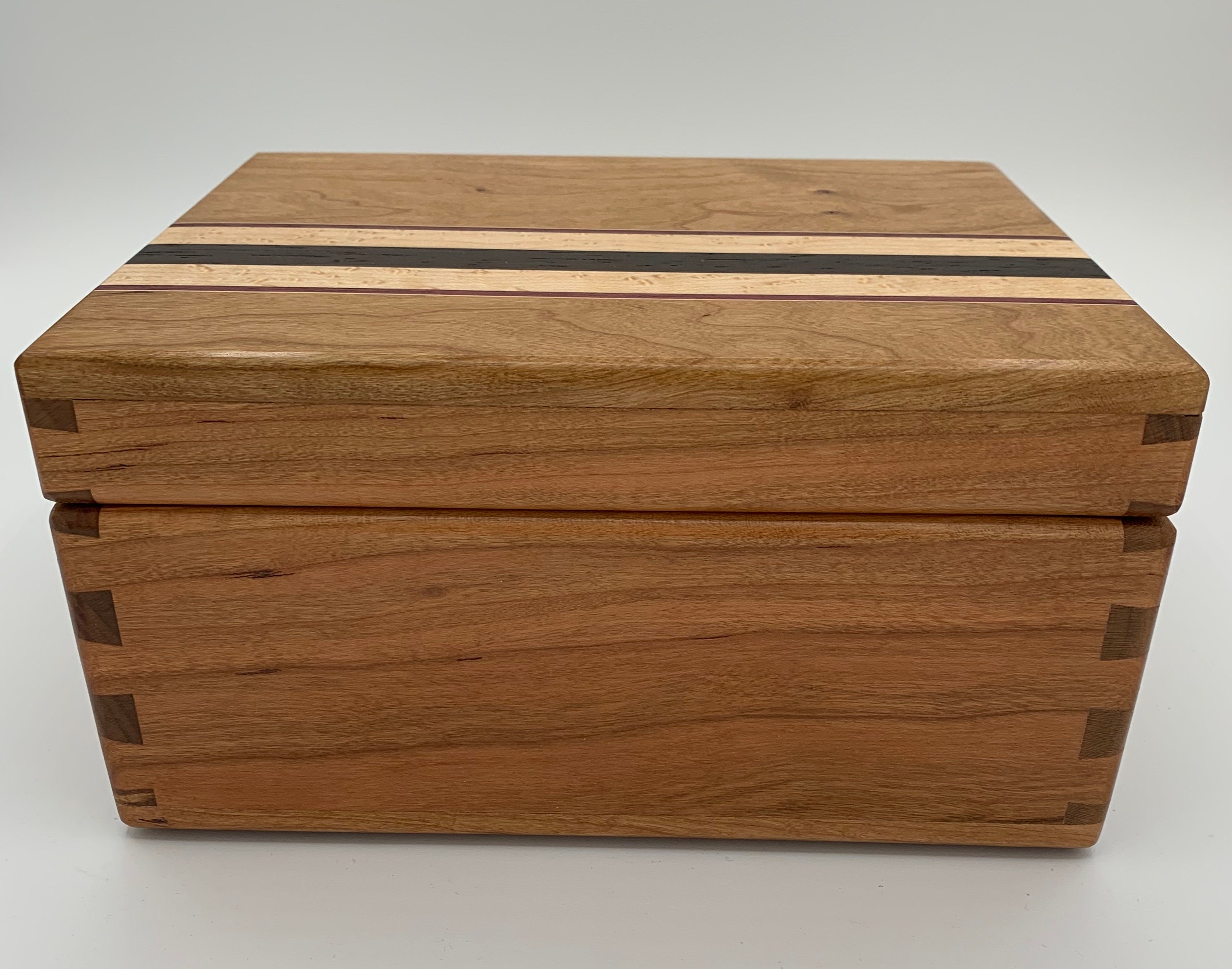 Cherry Jewelry Box With an Inlay of Wenge, Birdseye Maple, Purpleheart ...