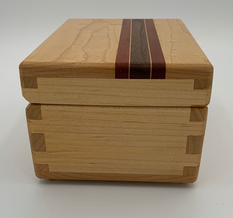 Hard Maple Jewelry Box With an Inlay of Padauk and Walnut - Etsy