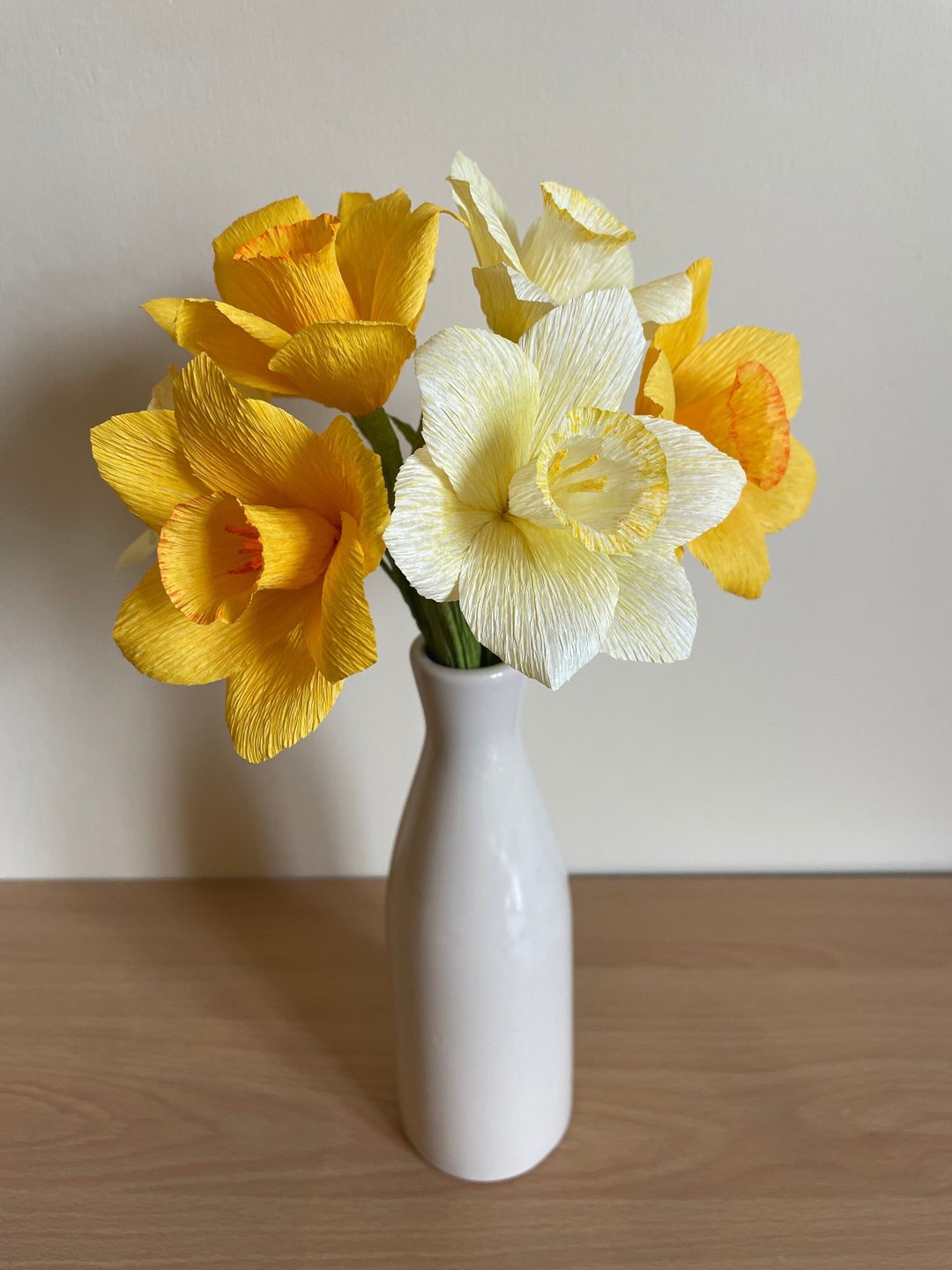 Realistic Paper Flowers - Daffodils, Handmade Gift, Bouquet, Home Decor ...
