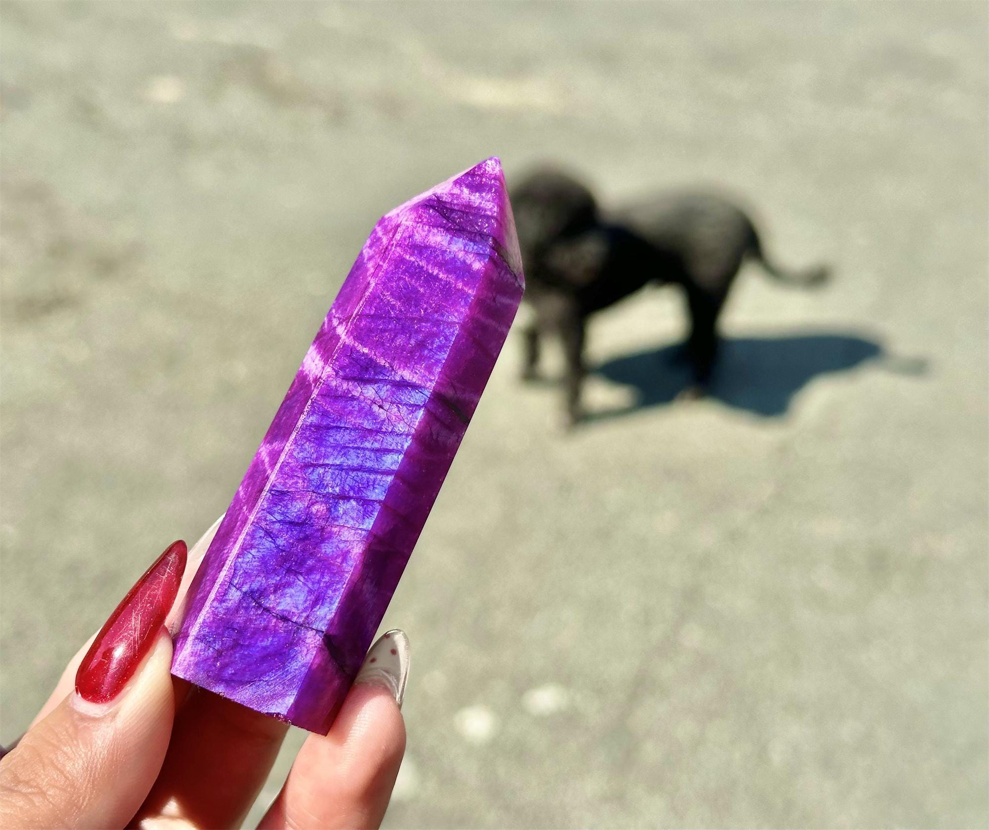 7CM+ Purple Moon Stone Obelisk: Hand Carved Quartz Crystal Tower ...