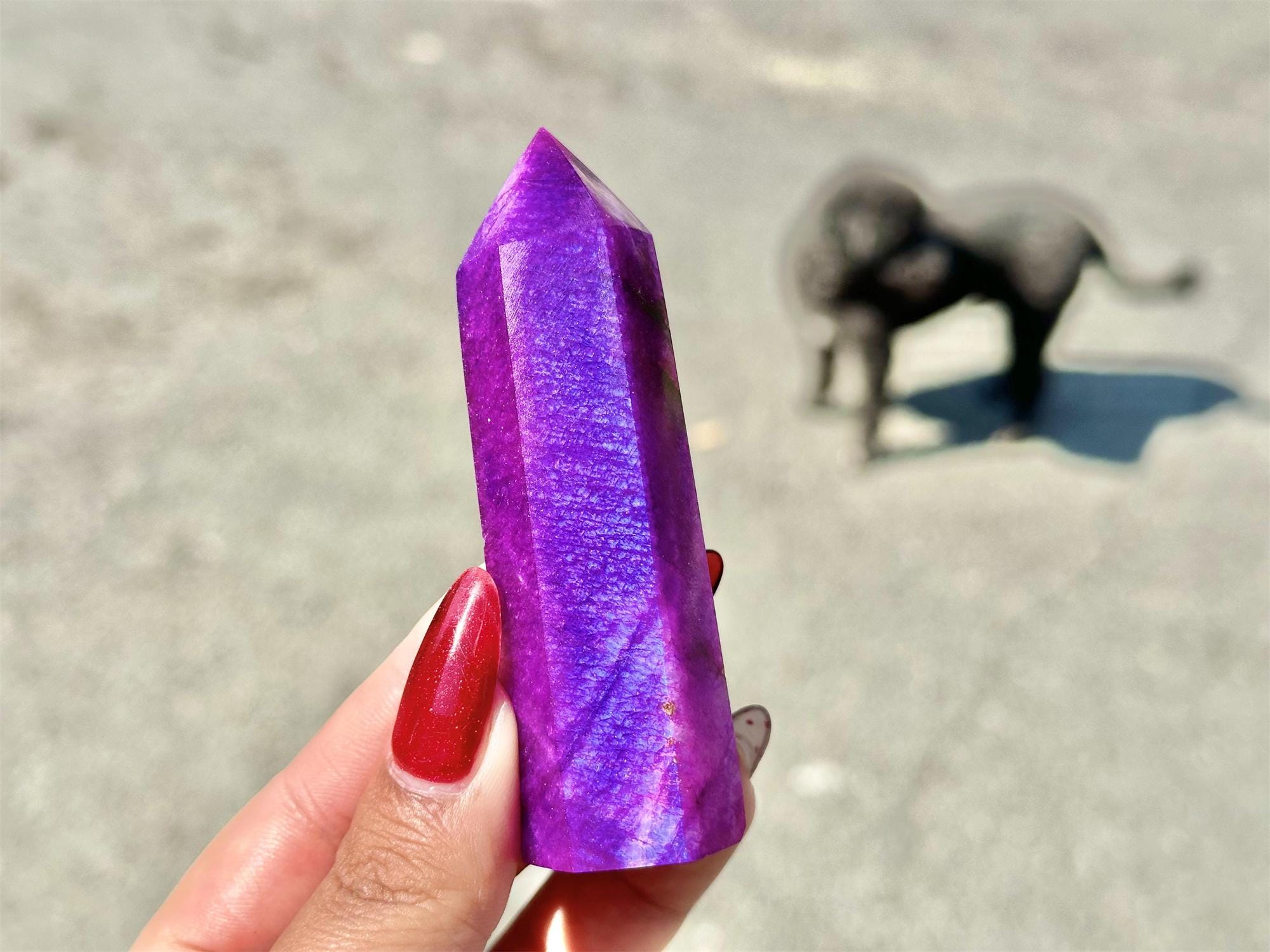 7CM+ Purple Moon Stone Obelisk: Hand Carved Quartz Crystal Tower ...