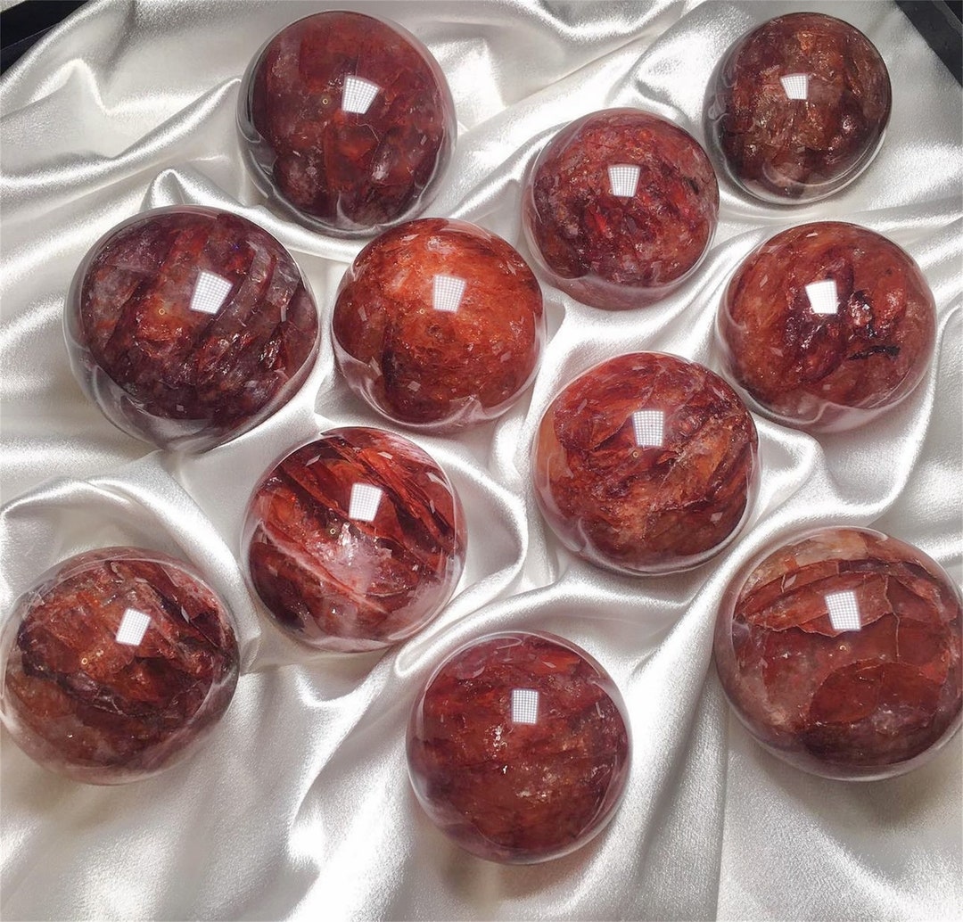 5CM+ Natural Red Fire Quartz Hand Carved Sphere,quartz Crystal Ball ...
