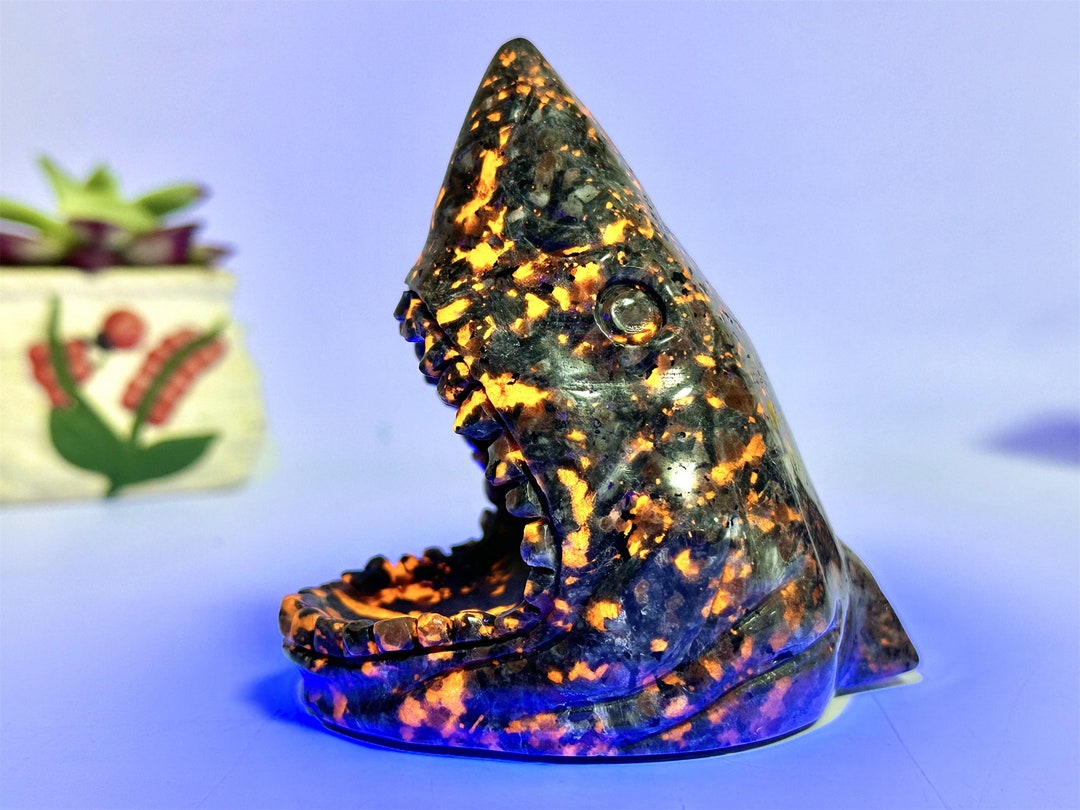 4.4 Natural Yooperlite Hand Carved Shark Head,crystal Quartz Skull ...