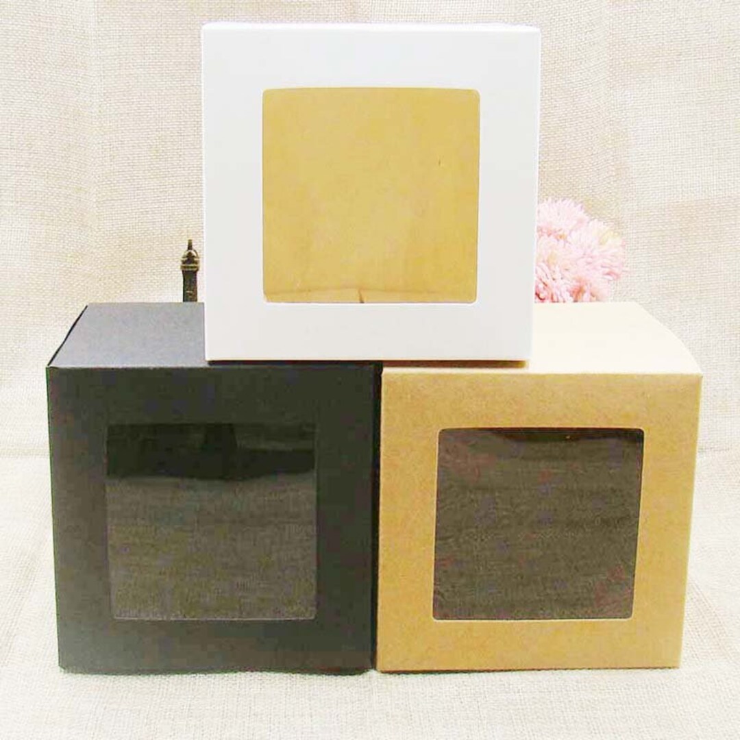 101010cm White/black/kraft Window Box Packing Gift Boxes With Pvc ...