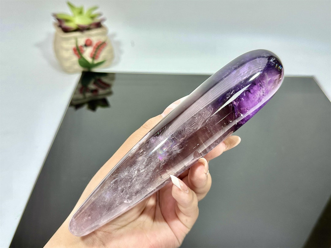 6 Natural Amethyst Hand Carved Massage Stick,crystal Quartz Cervix Wand ...