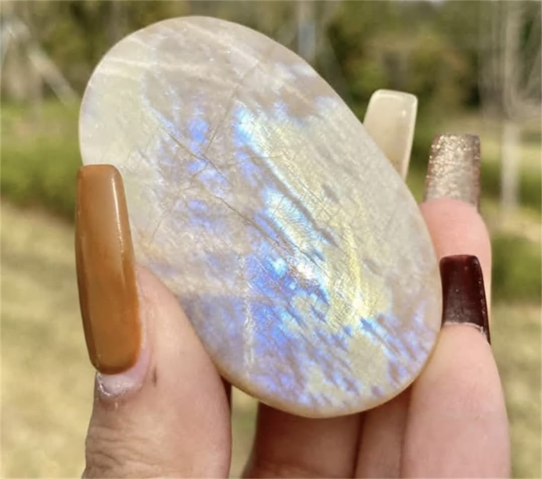 3PCS 50g+ Natural Moon Stone Worry Stone,crystal Worry Stone,healing ...