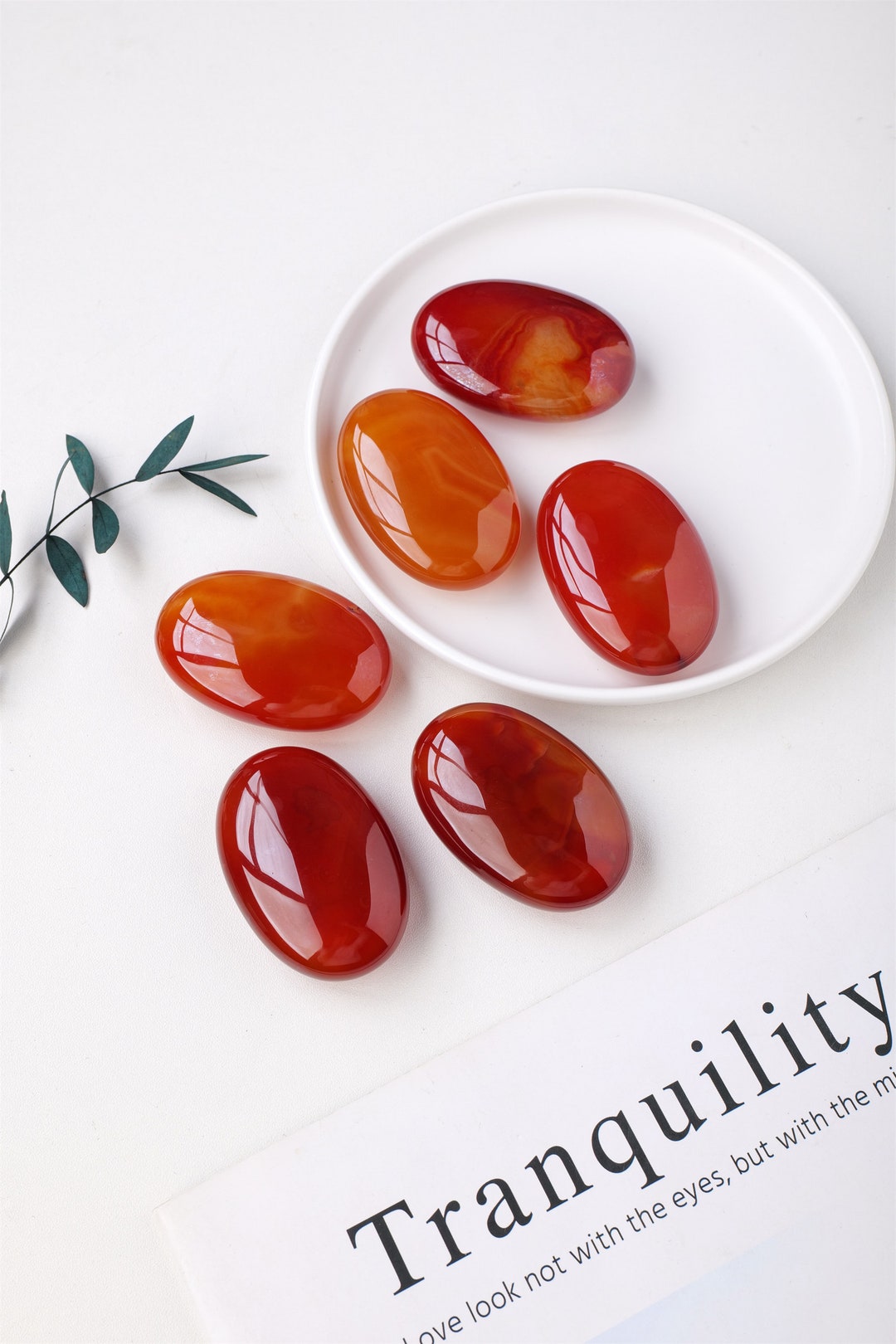 2.4" Natural Red Agate,crystal Worry Stone,healing Palm Stone,hand ...