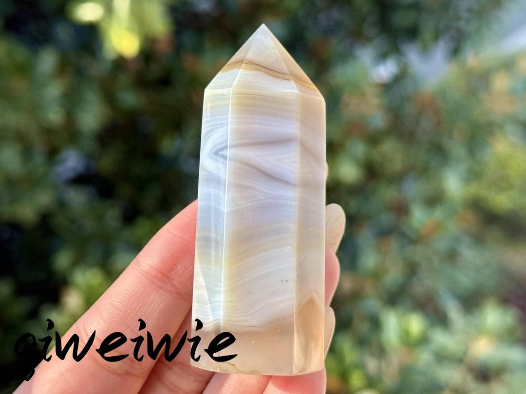 7CM+ Natural White Agate Obelisk,hand Carved Quartz Crystal Tower ...