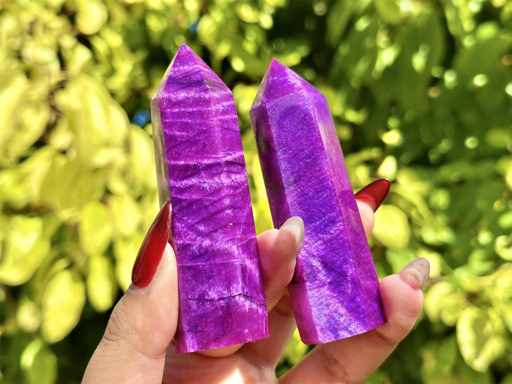 7CM+ Purple Moon Stone Obelisk: Hand Carved Quartz Crystal Tower ...