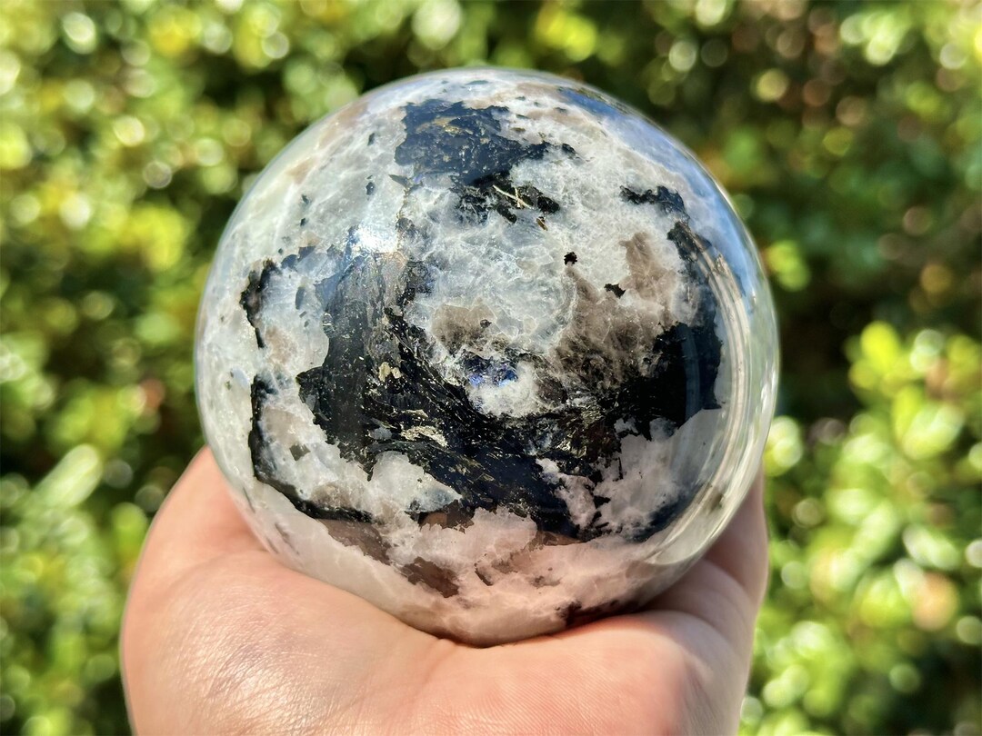 Natural Black Moon Stone Hand Carved Sphere,quartz Crystal,black Moon ...