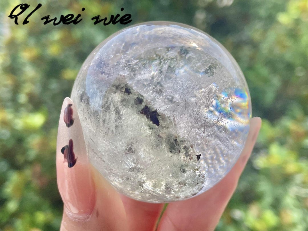 5CM+ Natural Ghost Quartz Hand Carved Sphere,quartz Crystal,ghost ...