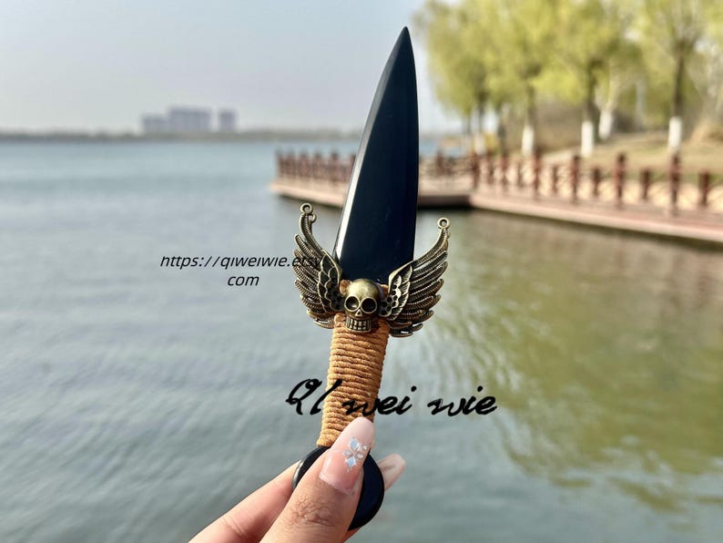 Obsidian Skull Knife: Hand Carved Crystal Dagger, Reiki Healing - Etsy