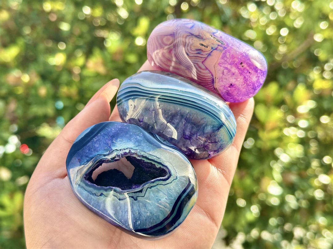 3PCS 50g+ Purple Agate Worry Stone,crystal Worry Stone,healing Palm ...