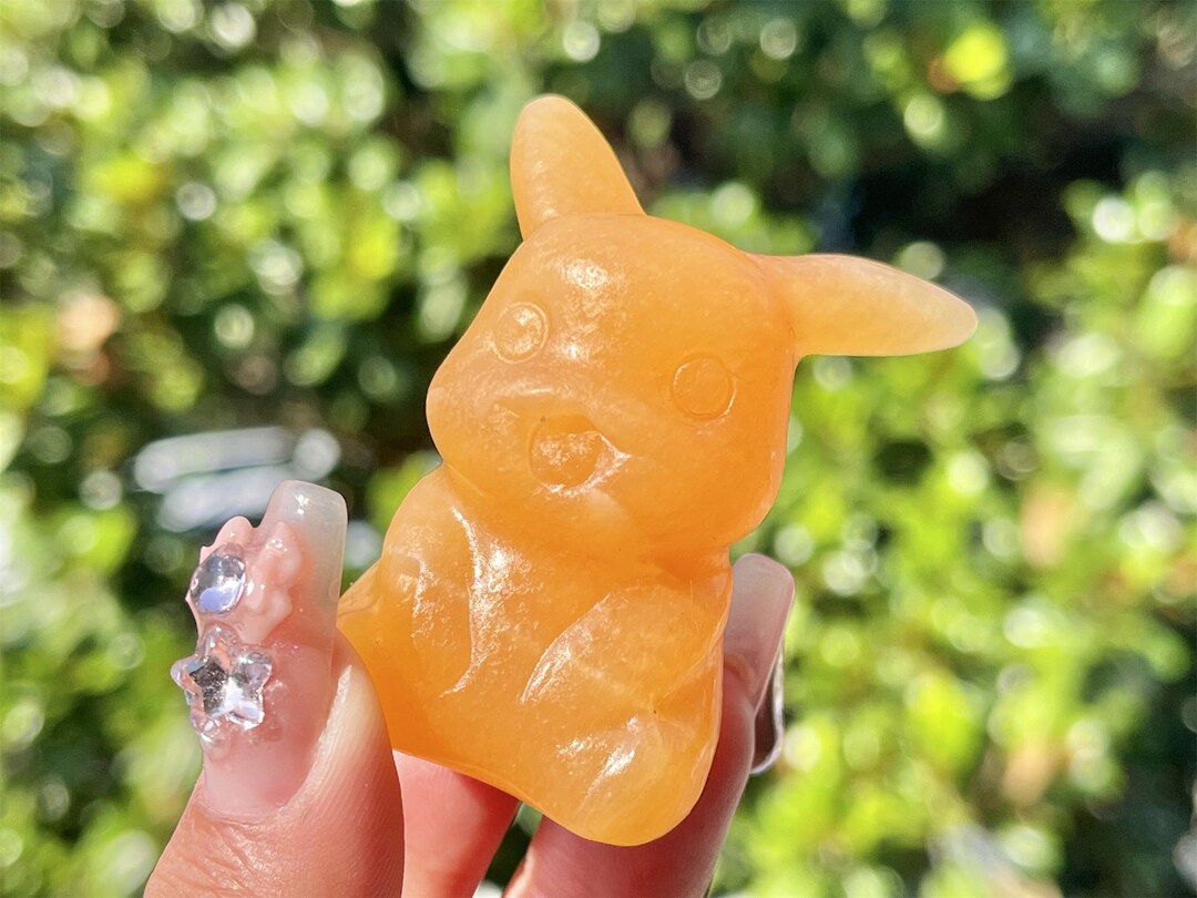 Geode Stone Pikachu Carving: Natural Quartz Crystal Elf, Reiki Healing ...