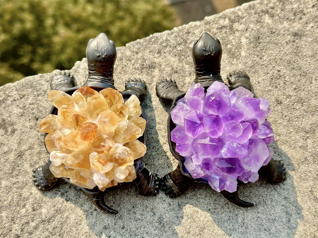 4.6" Natural Amethyst/citrine Cluster Turtle,quartz Crystal Turtle,hand ...