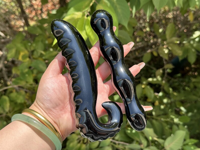 Natural Obsidian Hand Carved Duplex Wand,crystal Quartz Massage Stick ...