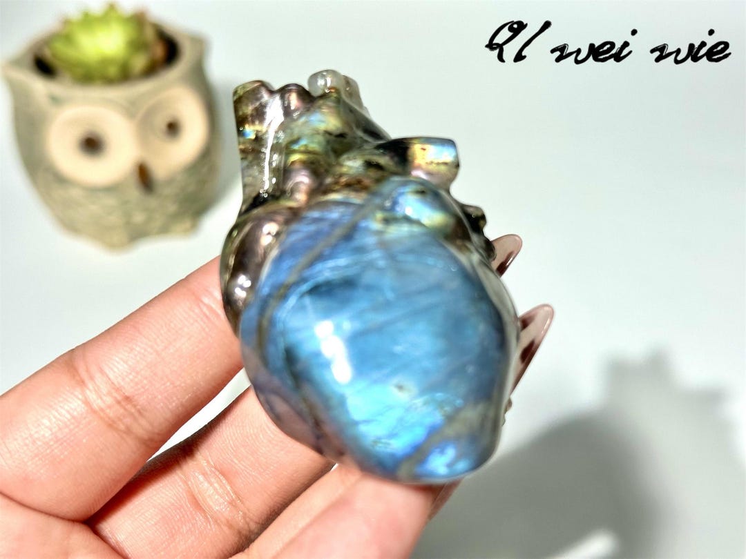 2.6" Natural Labradorite Hand Carved Heart,crystal Quartz Skull,heart ...