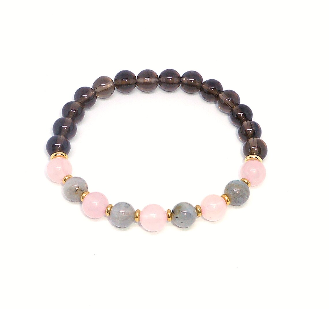 Smoky Quartz Rose Quartz Labradorite Bracelet Healing - Etsy