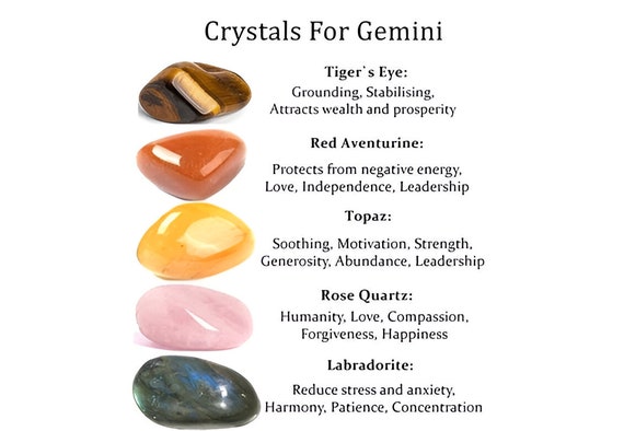Crystals for Gemini Zodiac Protection Zodiac Crystal Set Healing Crystal Tiger Eye Red Aventurine Topaz Rose Quartz Labradorite Etsy Israel