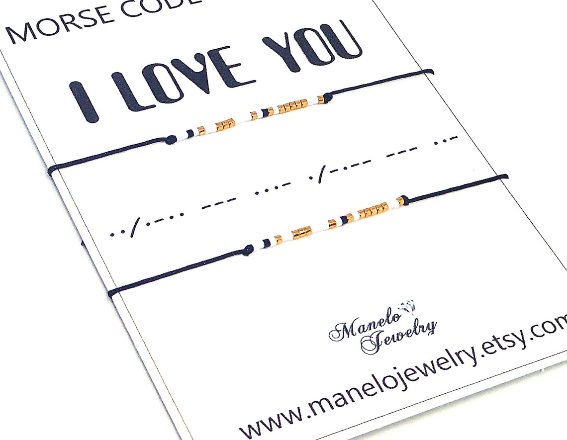 I Love You Morse Code Bracelet Couples Bracelet Set Matching - Etsy