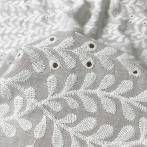 Leaf Pattern Cotton Lace Fabric, Cotton Embroidered Lace Fabric, Eyelet ...