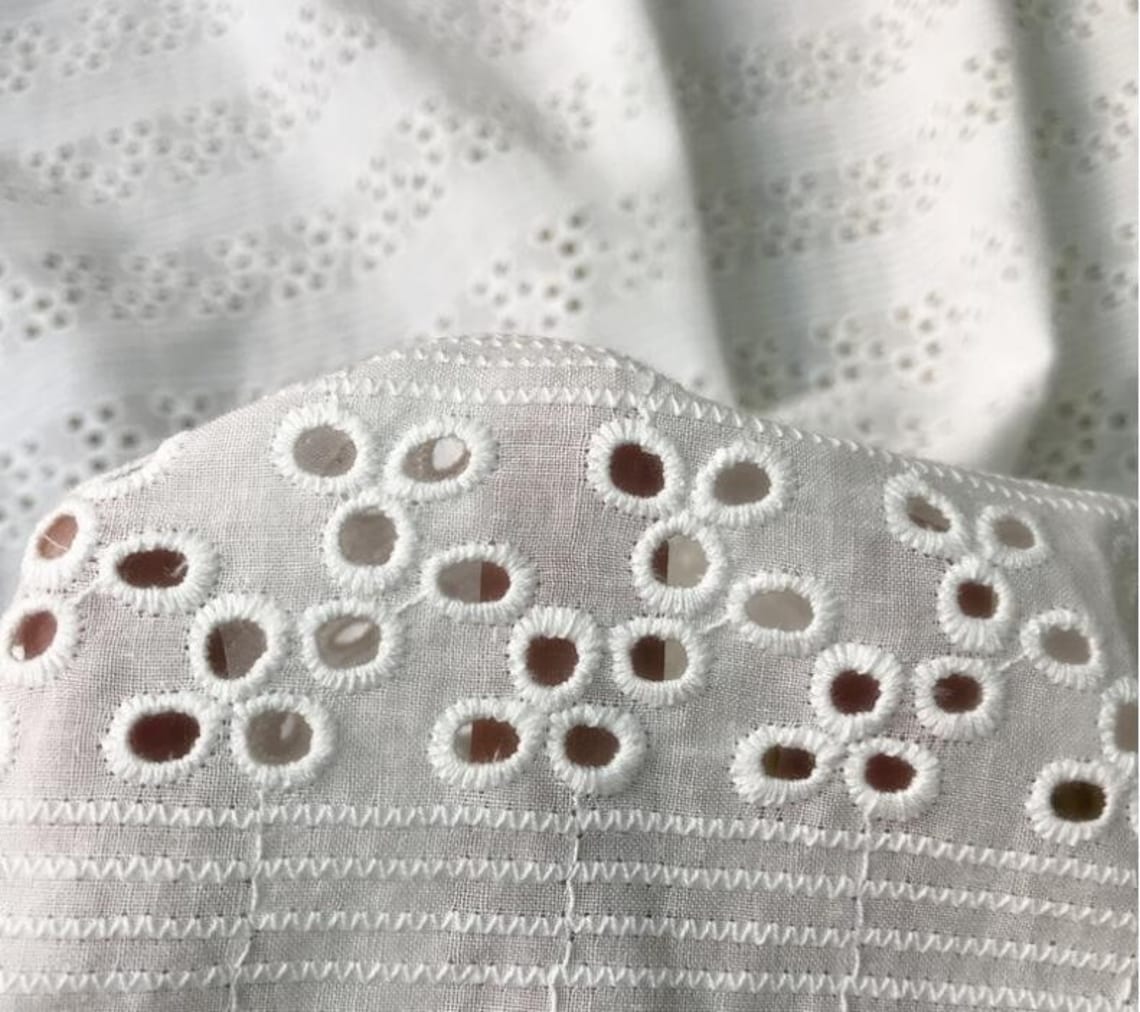 Winter-New Eyelet Fabric By The Yard Cotton Lace Fabric In | Etsy