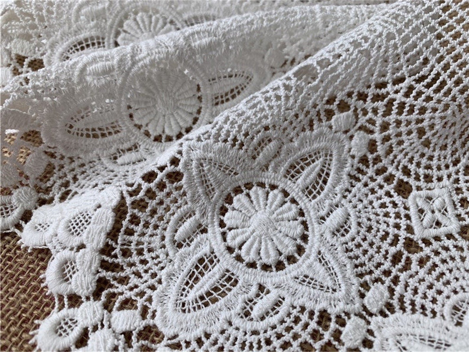 Super Wide Cotton Lace Trim Retro off White Crochet Lace Hollowed Out ...