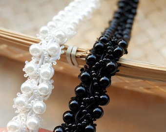 1.8 Yards Heavy Beaded Lace Trim Bugle Bead Lace Tape Heavy - Etsy