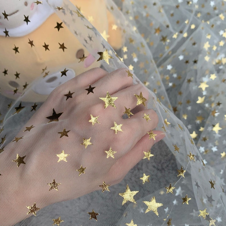 Big Small Star Lace Fabric Stars Print Fabric Soft off White - Etsy