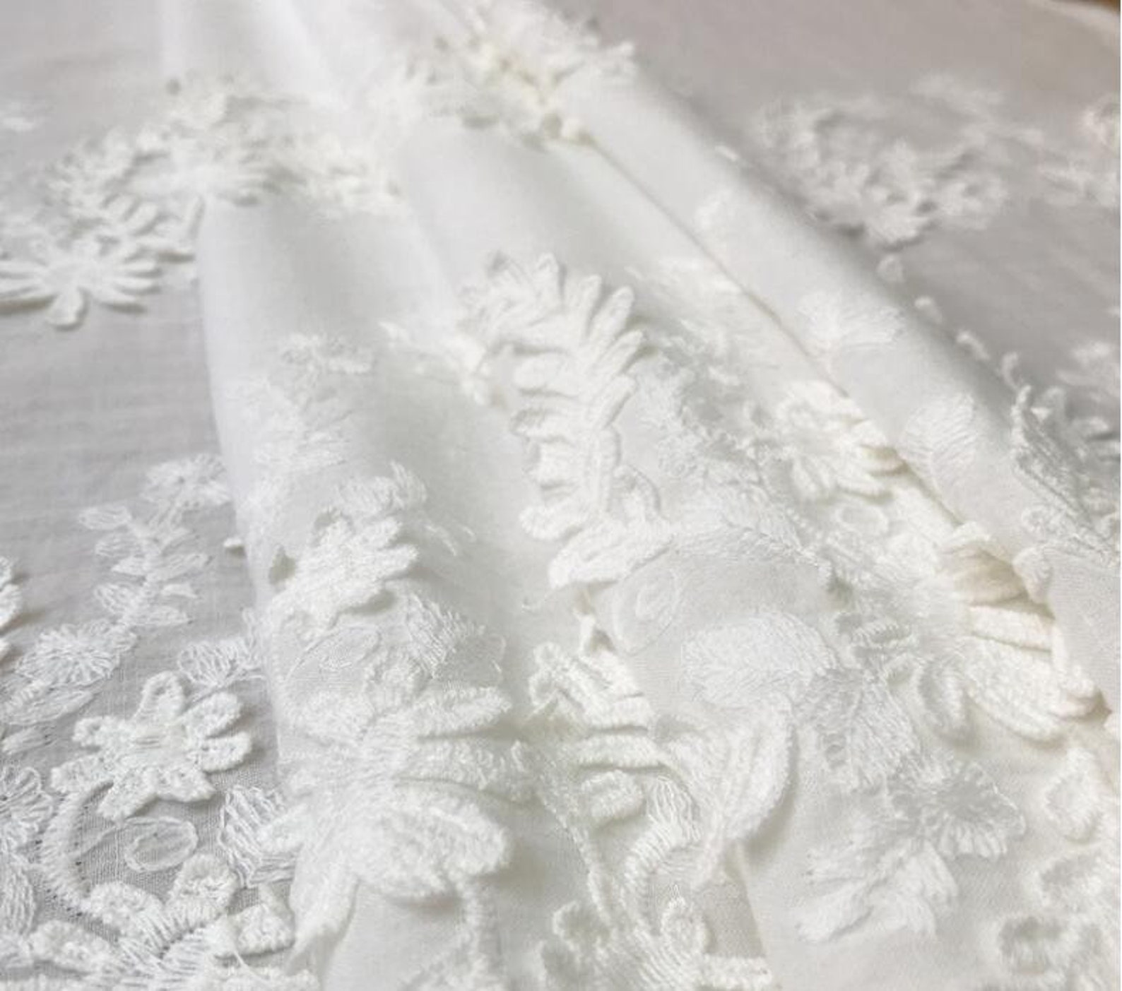 3D Leaf Pattern Cotton Lace Fabric, Cotton Fabric by the Yard ...