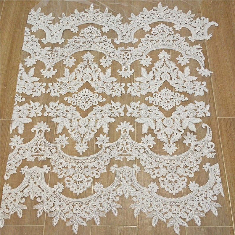Off White Antique Cotton Thread Embroidery Lace Fabric Tulle - Etsy