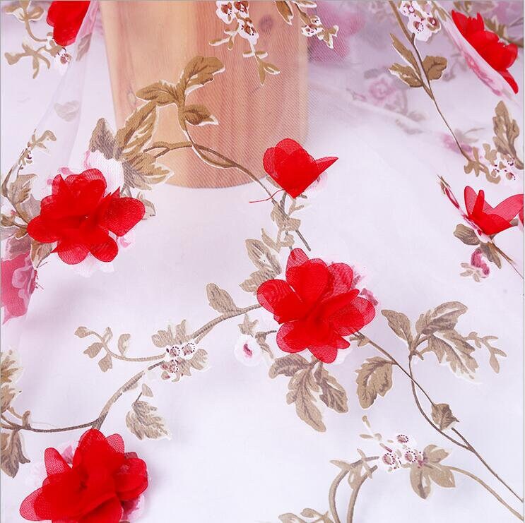 5 Colors 3D Chiffon Rose Fabric Organza Flowers Lace Fabric | Etsy