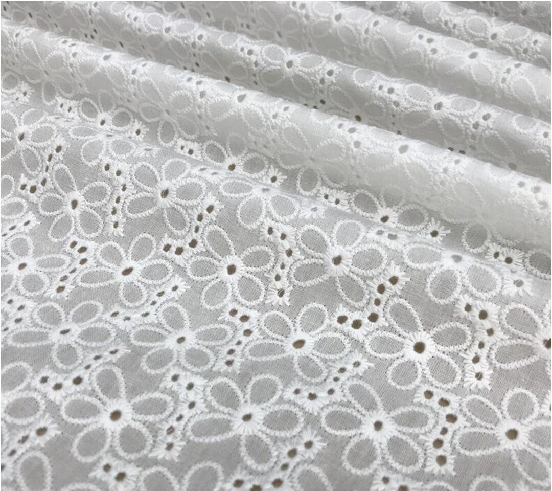 New Fashion Eyelet Cotton Lace Fabric With Jacquard Flower for Eyelet ...