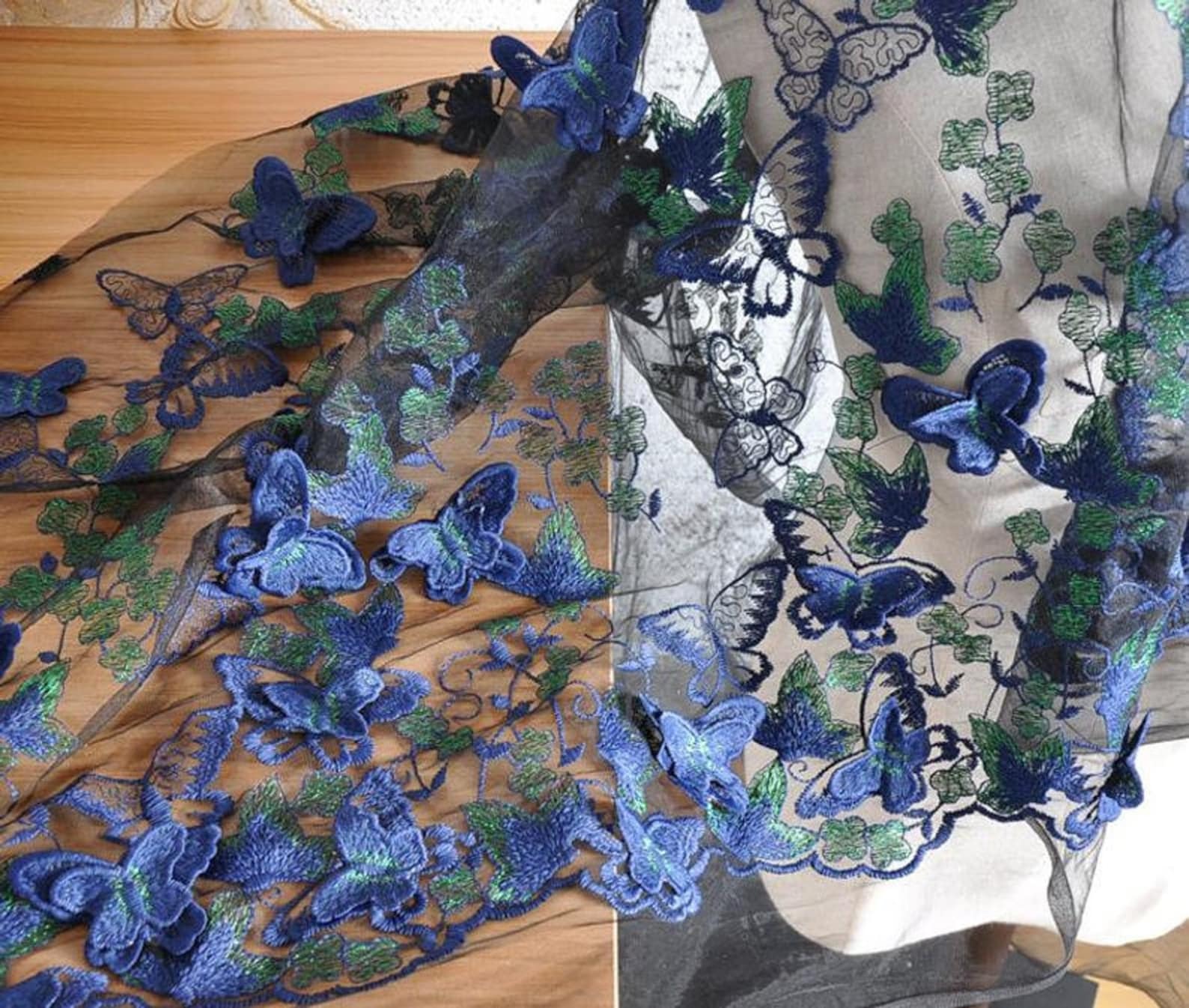 Illusion 3D Butterfly Lace Fabric Soft Butterfly Embroidery Tulle ...