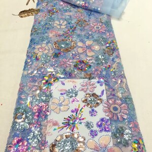 Sequin Embroidery Fabric Colorful Lace Fabric Floral Flower - Etsy