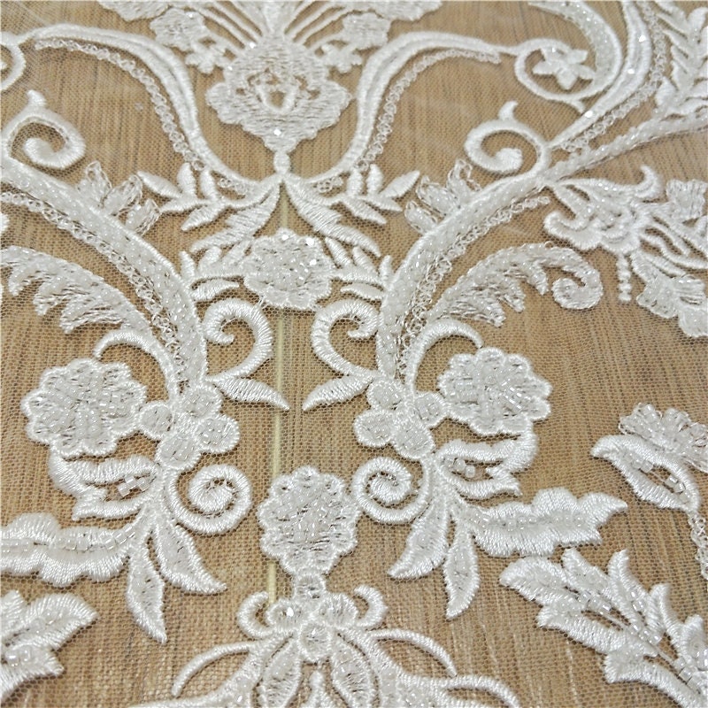 Fashion Beaded Floral Embroidery Lace Fabric With Sequins in - Etsy