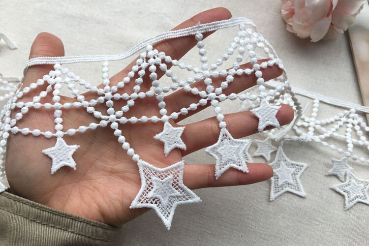 Star Tassel Lace Trim in Gold/black/white 4.1" Width by the Yard - Etsy