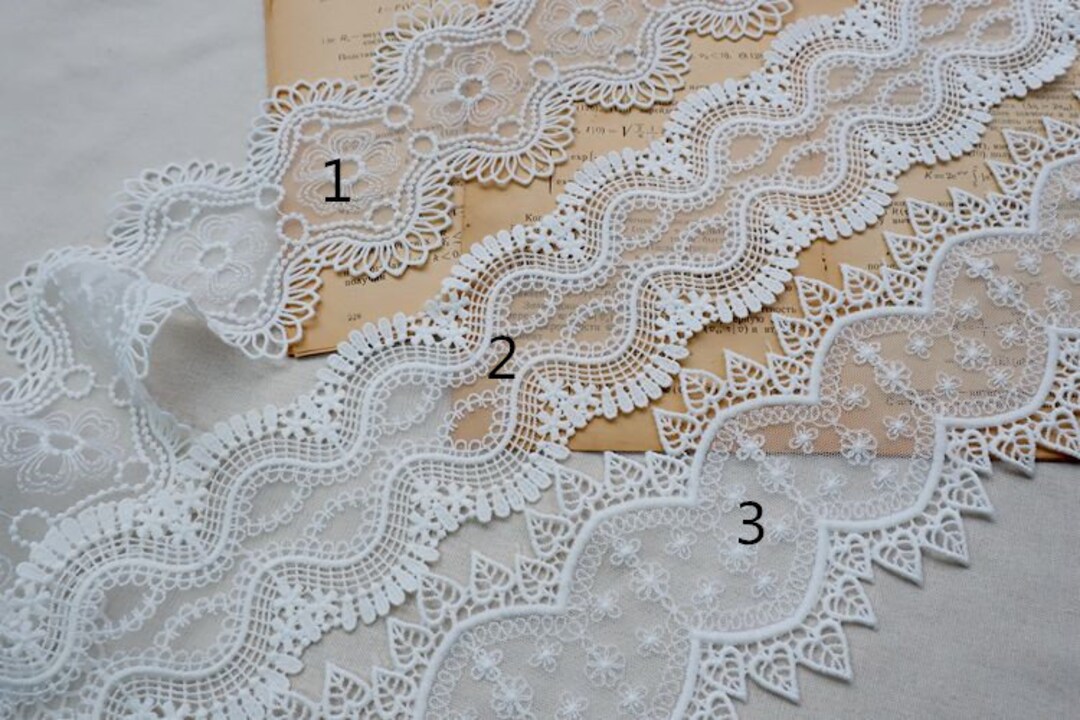 Embroidered Lace Trim by Yard, Leaf Lace Trim, Scalloped Border ...