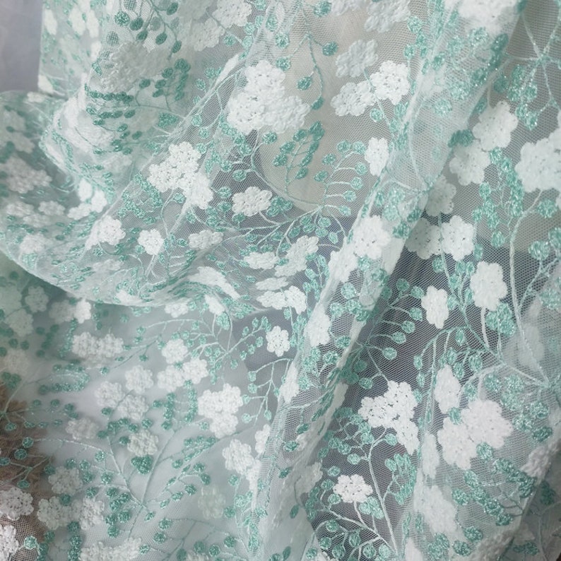 Two-tone Floral Lace Fabric Embroidery Tulle Fabric off - Etsy